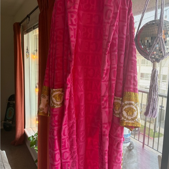 Versace | Intimates & Sleepwear | Versace Pink And Gold Robe | Poshmark